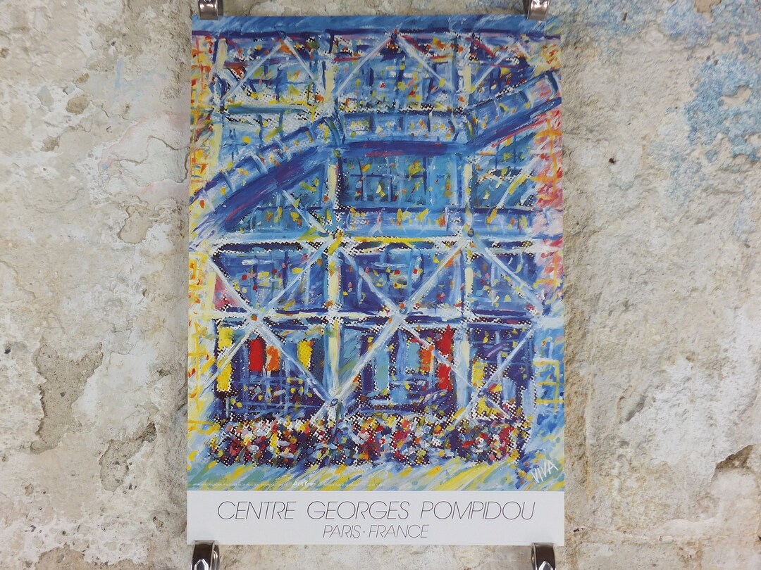 1989 Centre Georges Pompidou Poster, Paris France, 80s Fluoro Pop Art ...