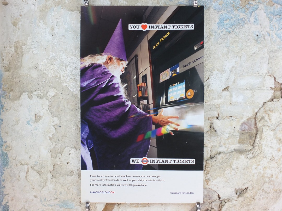 2003 Tube London Underground Poster, Wizard With an Oyster Card ...