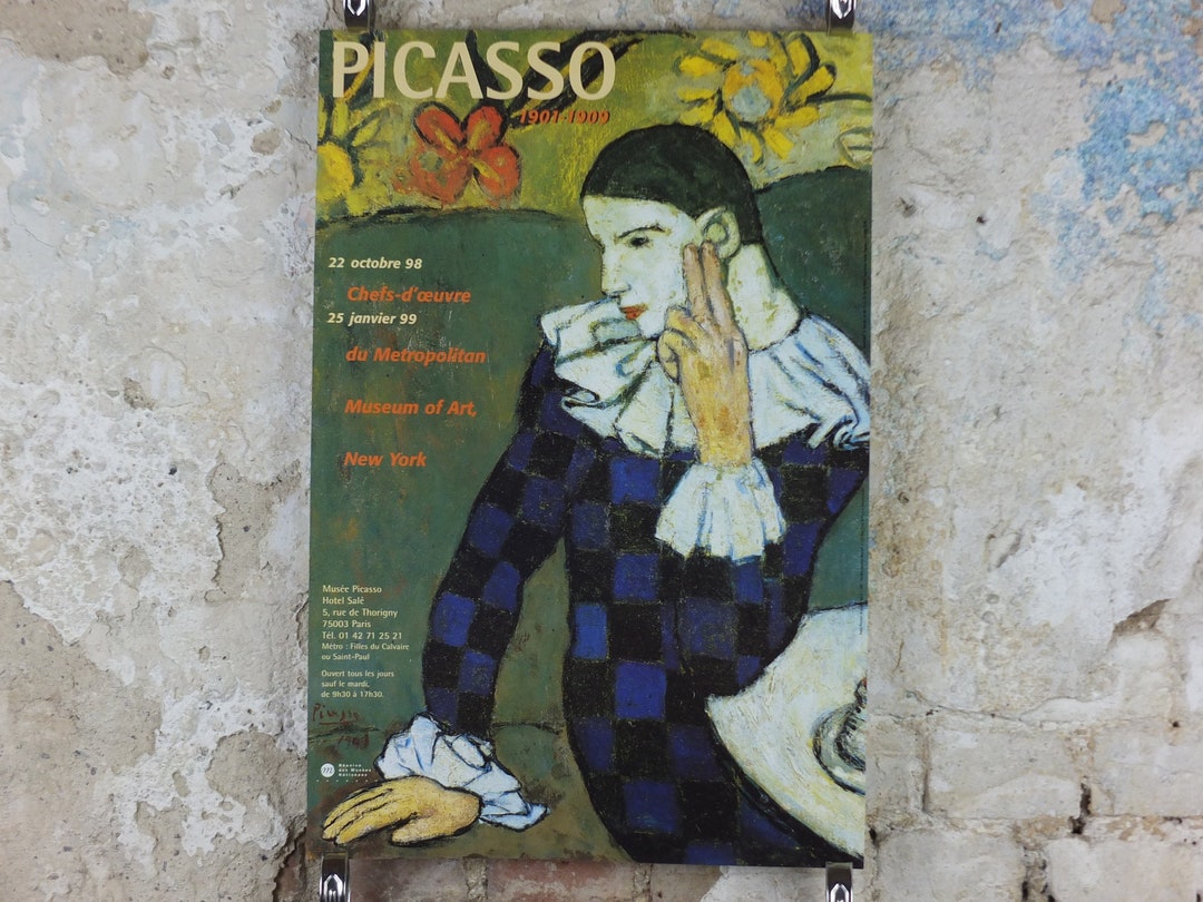 1998 Pablo Picasso Poster, Seated Harlequin, Metropolitian Museum of ...