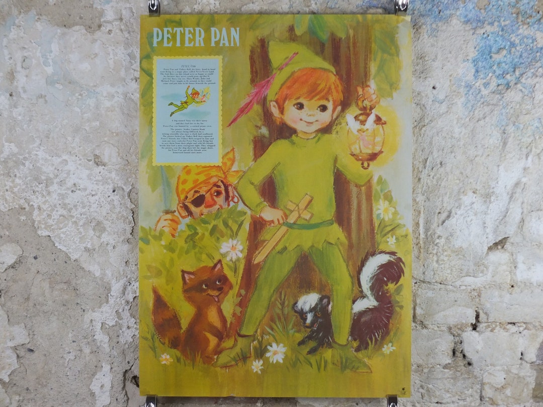 1970s Peter Pan Nursery Poster, Vintage Nursery Rhyme, From Rustcraft ...