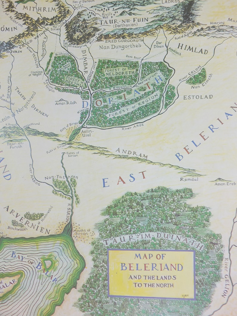 1979 Original Vintage J.R.R. Tolkien Map of Beleriand Middle - Etsy UK