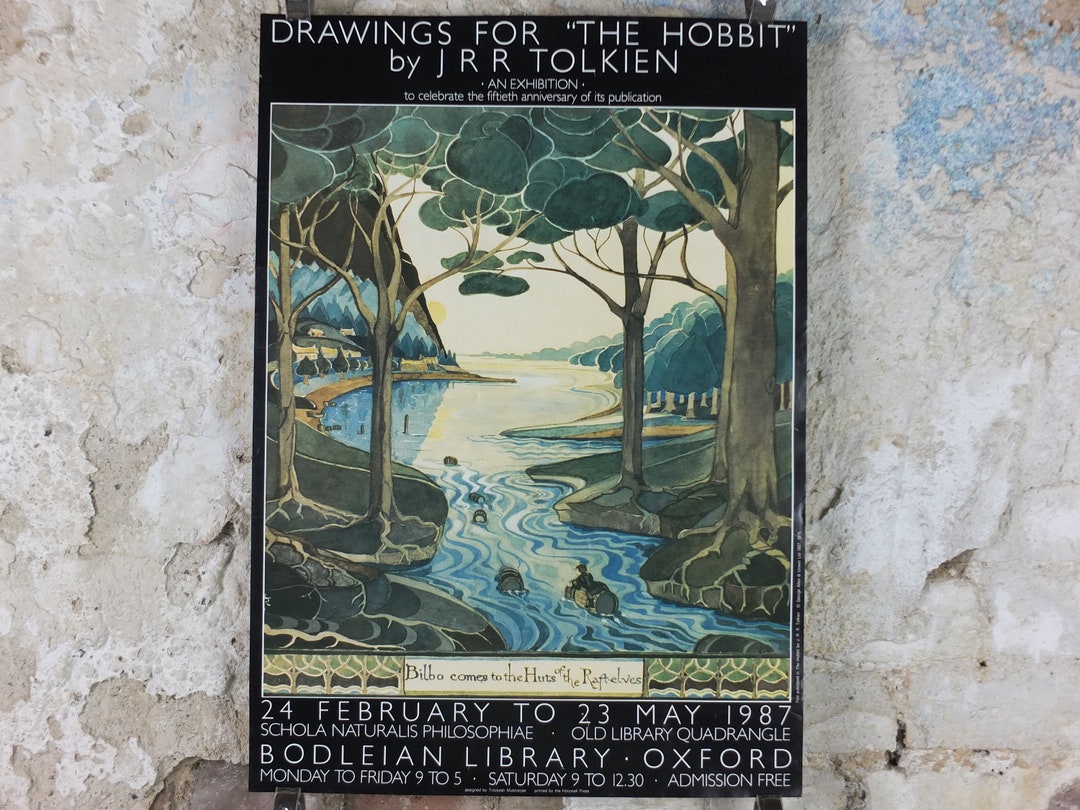 1987 Tolkien Exhibition Poster, the Hobbit, J.R.R. Tolkien, Bodleian ...