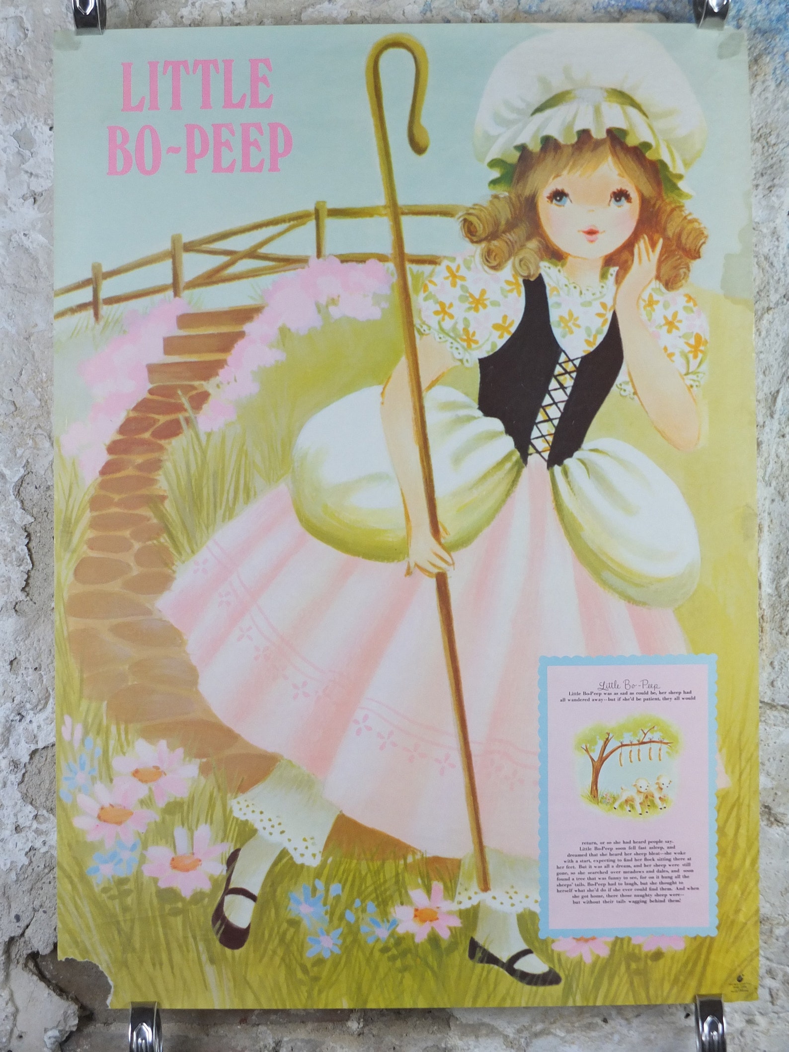 1970s Little Bo Peep Nursery Poster, Vintage Nursery Rhyme, From ...