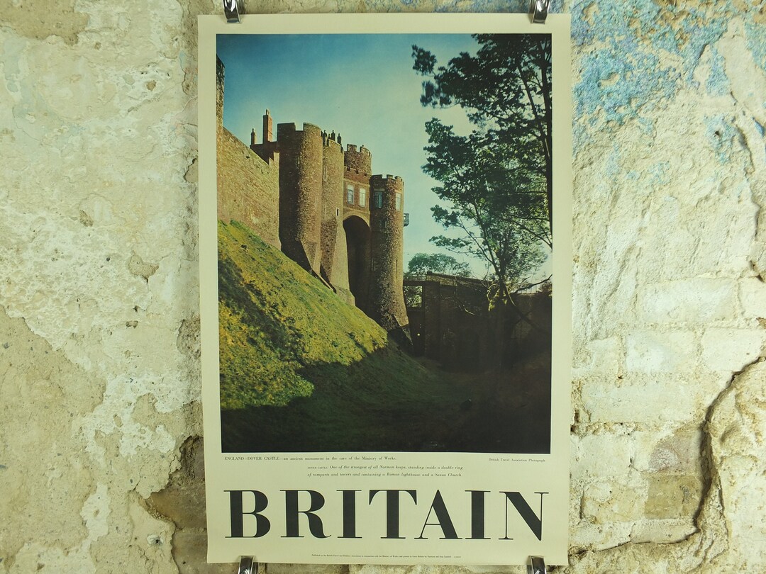 Dover Castle Travel Poster, Britain, Kent, Norman Keep, English ...
