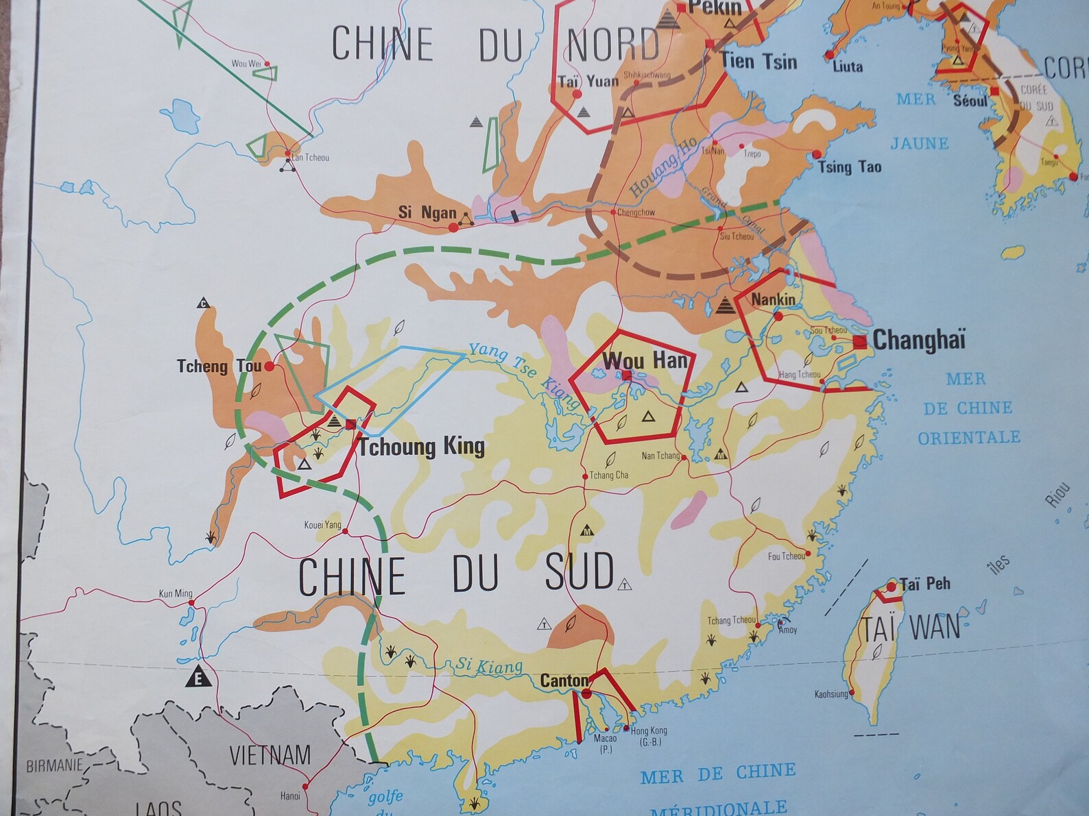 Vintage French map carte China India Pakistan economic relief | Etsy