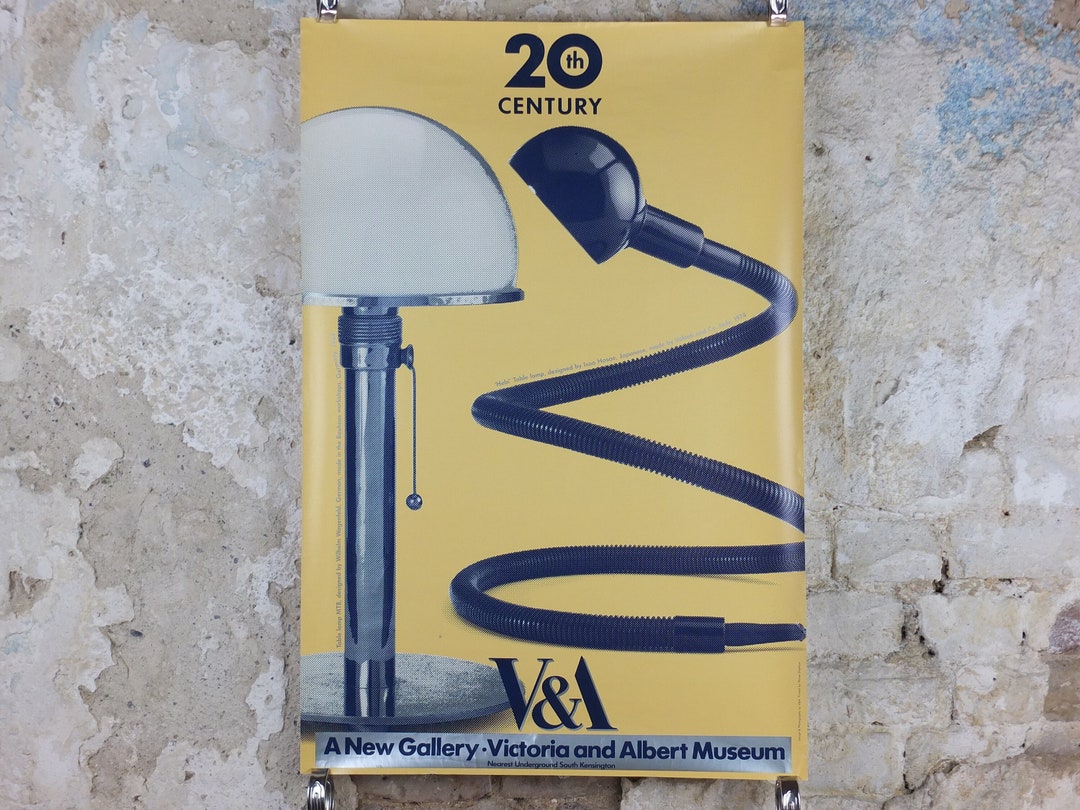 1990s V&A Museum Poster, Lamps in the 20C, MT8 Lamp (1924) and Hebi ...