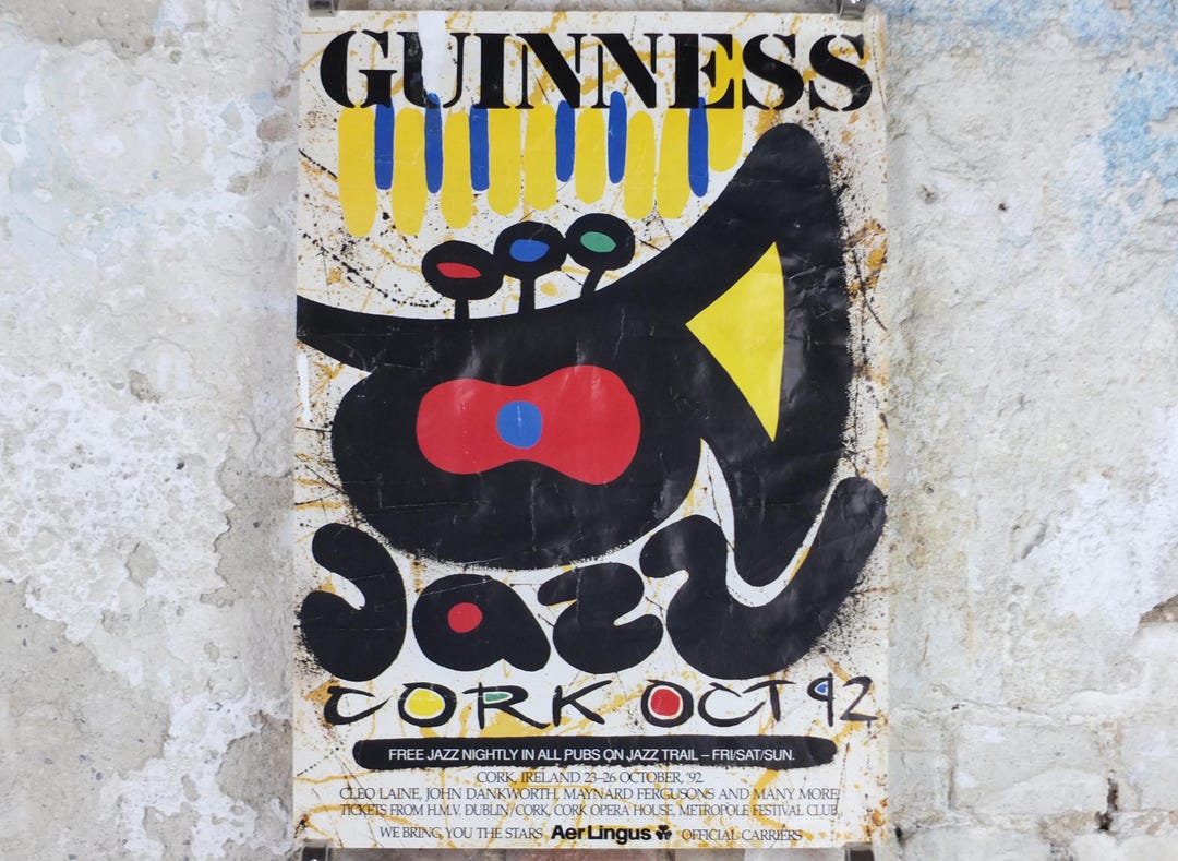 1992 Guinness Jazz Poster, Jazz Festival Music, Cork, Ireland, Music ...
