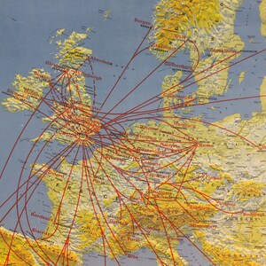 1967 BEA Europe Route Map Poster, British European Airways, Original ...