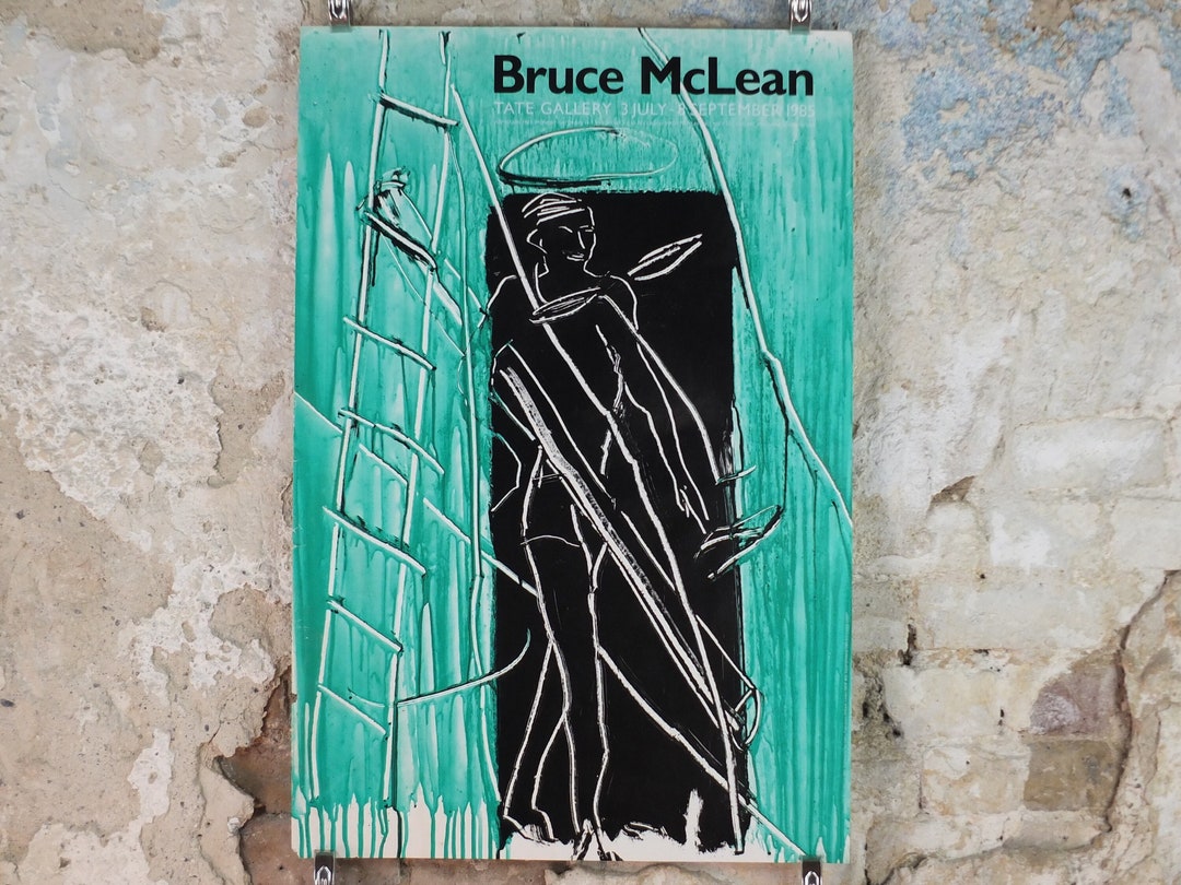 1985 Bruce Mclean Poster, Drawing of Tradesman in Teal and Cyan, Tate ...
