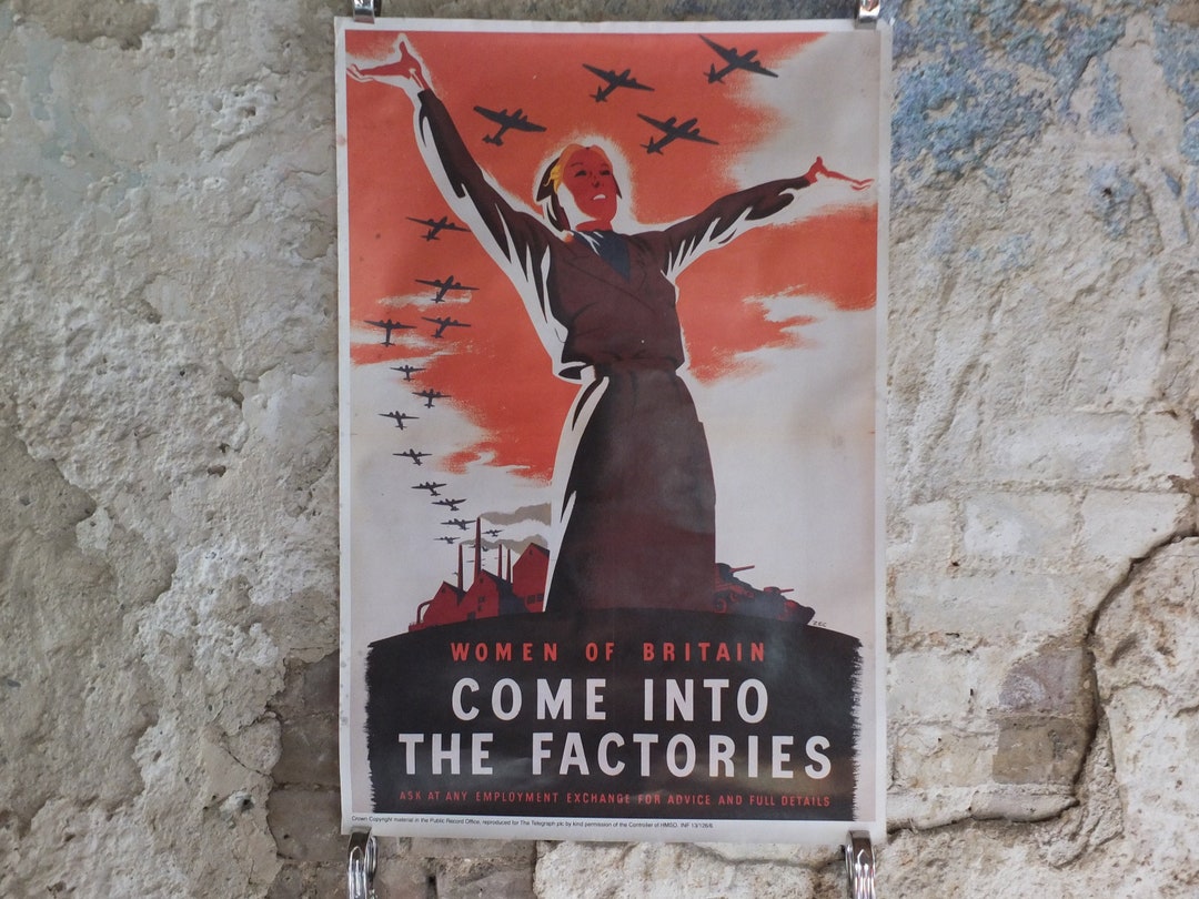 Vintage British WW2 Women of Britain Come Into the Factories Propaganda ...