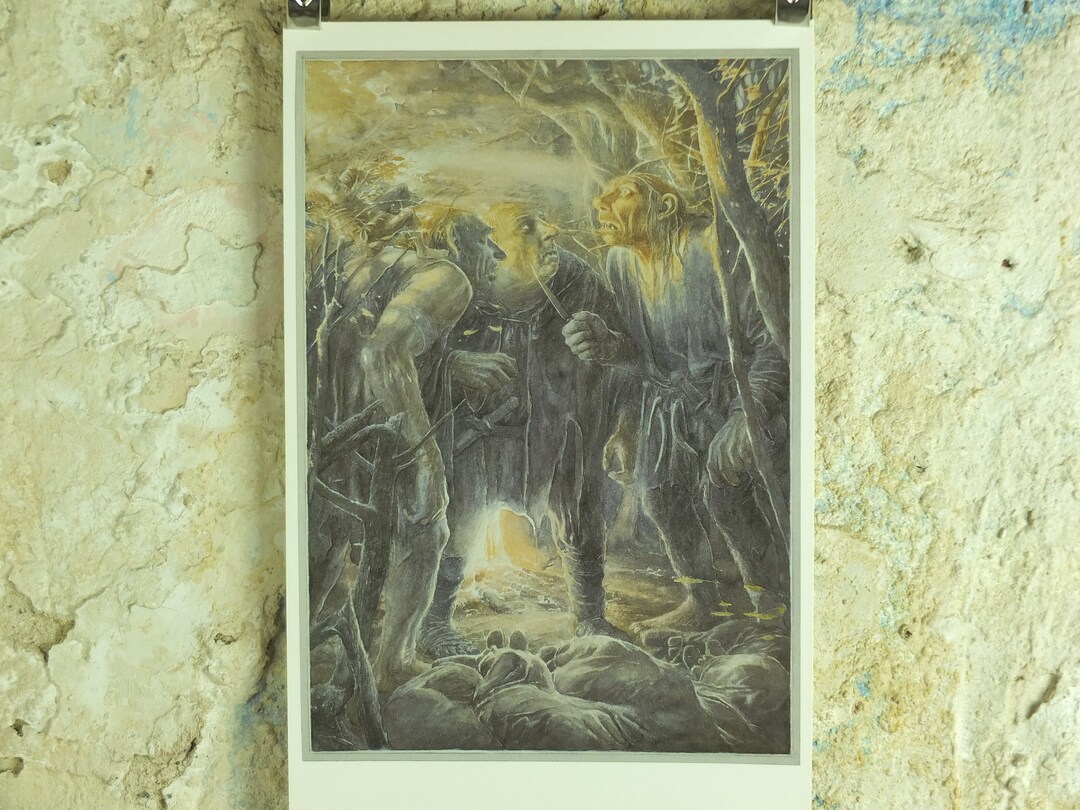 1997 the Stone Trolls Poster, by Alan Lee, Trolls Capture the Dwarves ...