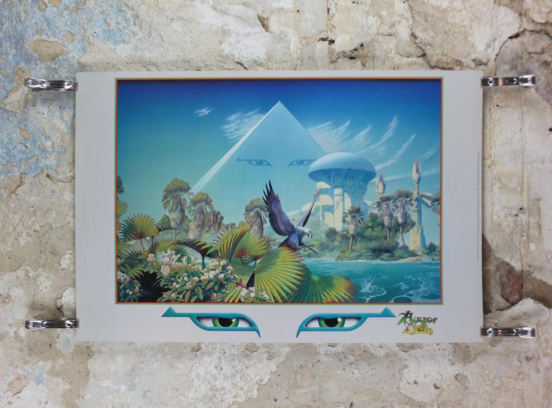 1983 Asia Alpha Poster, by Roger Dean, Asia Pyramid, Eyes, Pomegranate ...