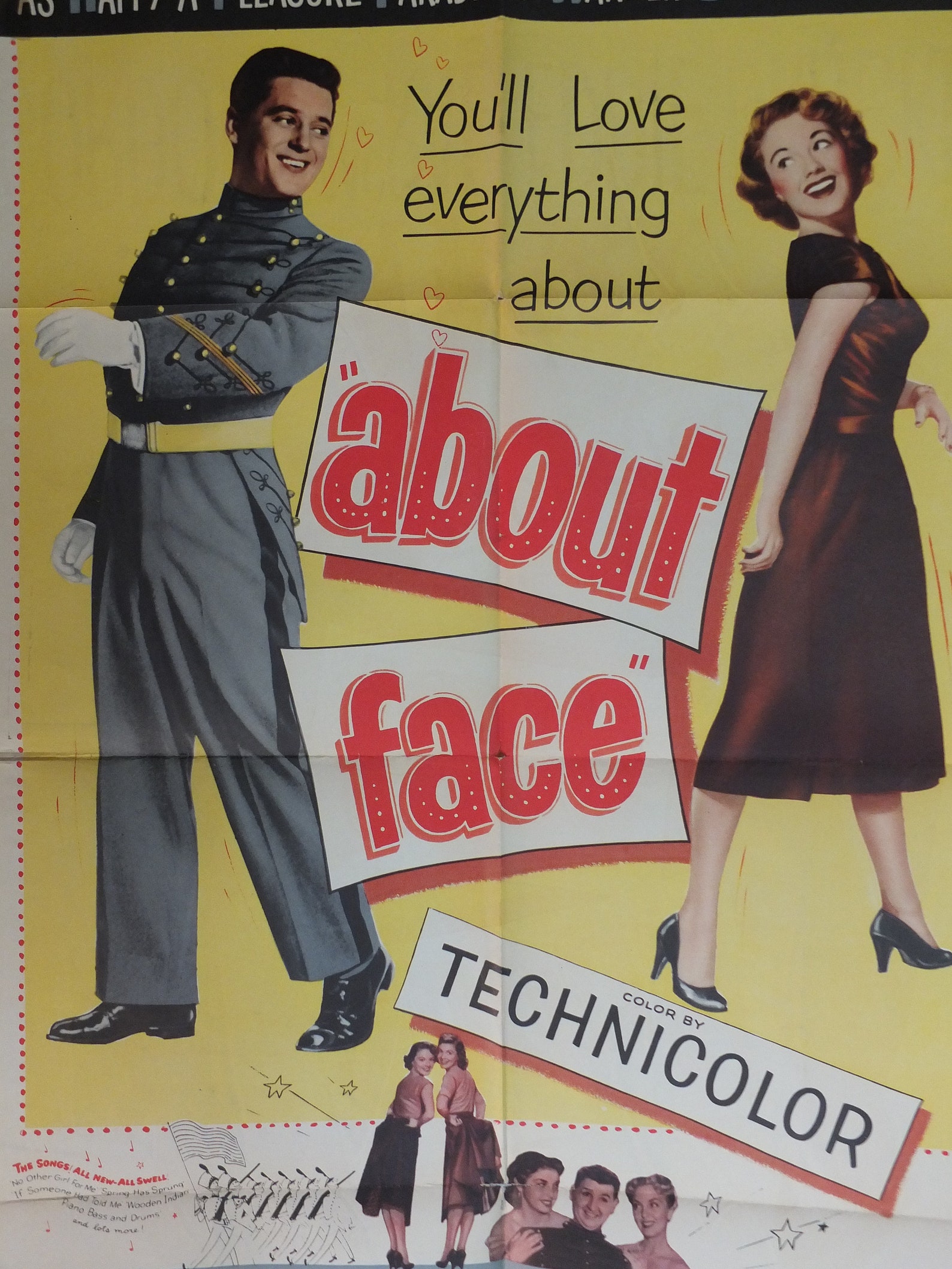 Original Vintage Movie Poster About Face 1952 1950s Gordon Mcrae ...