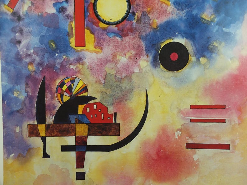 1987 Wassily Kandinsky Poster, Noisy Surroundings 1927 Lauter Umgebung ...