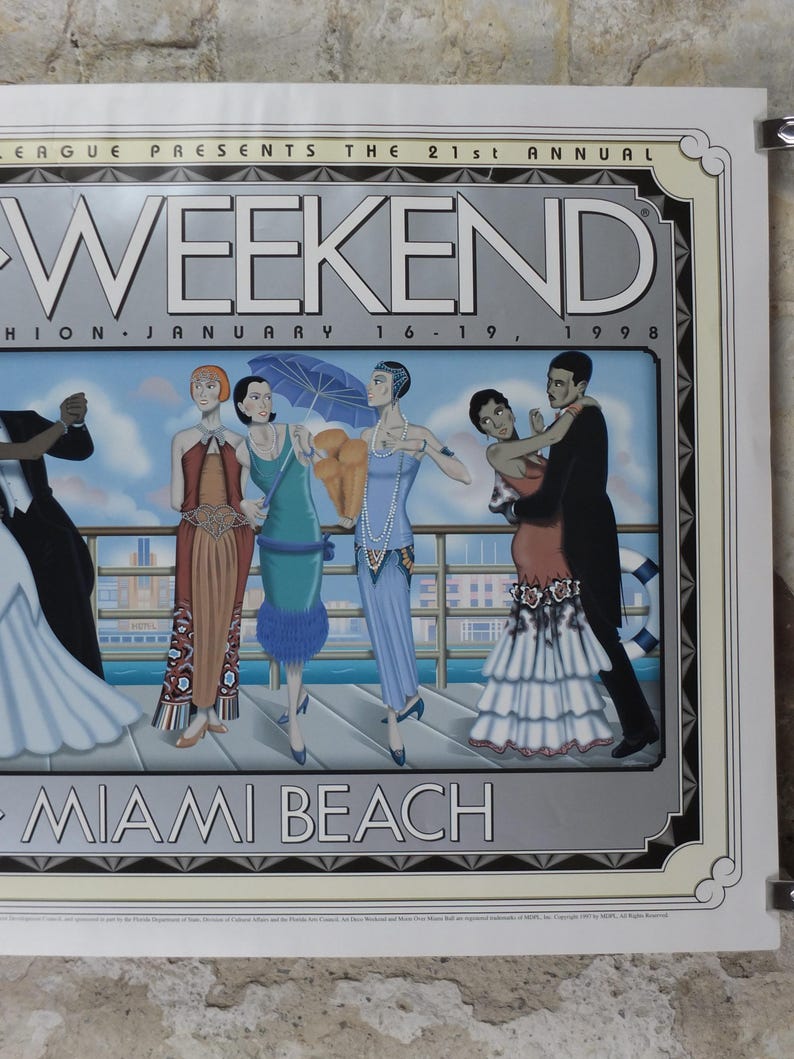 1998 Miami Beach Art Deco Weekend Poster, Ocean Drive, Miami Beach, by ...