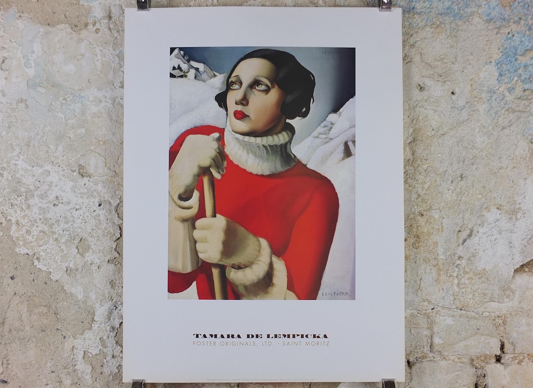 2000 Tamara De Lempicka Poster, St Moritz 1929, Red Ski Suit Lady, Art ...