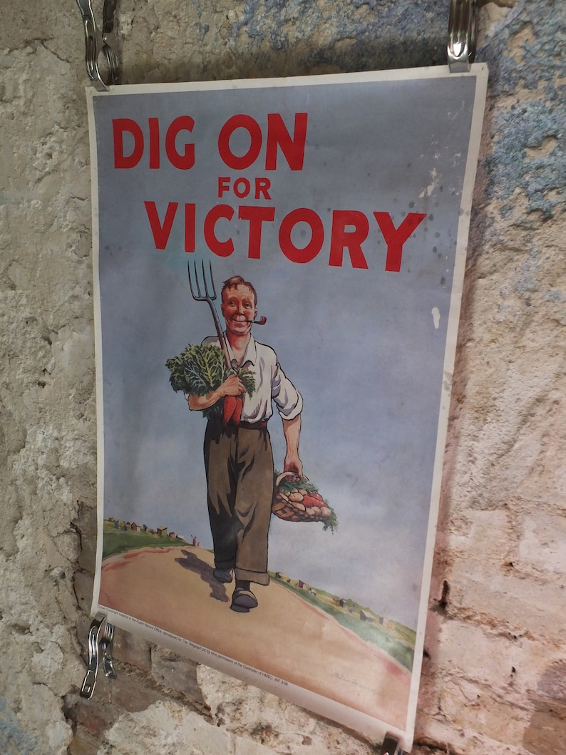 Vintage British WW2 Dig for Victory Propaganda Poster Peter Fraser ...