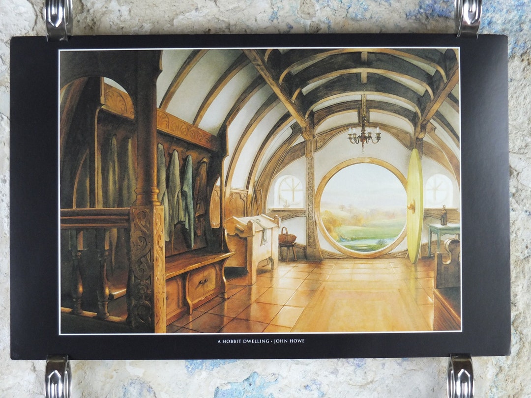 Vintage A Hobbit Dwelling by John Howe Poster, Bag End, Tolkien, Lord ...