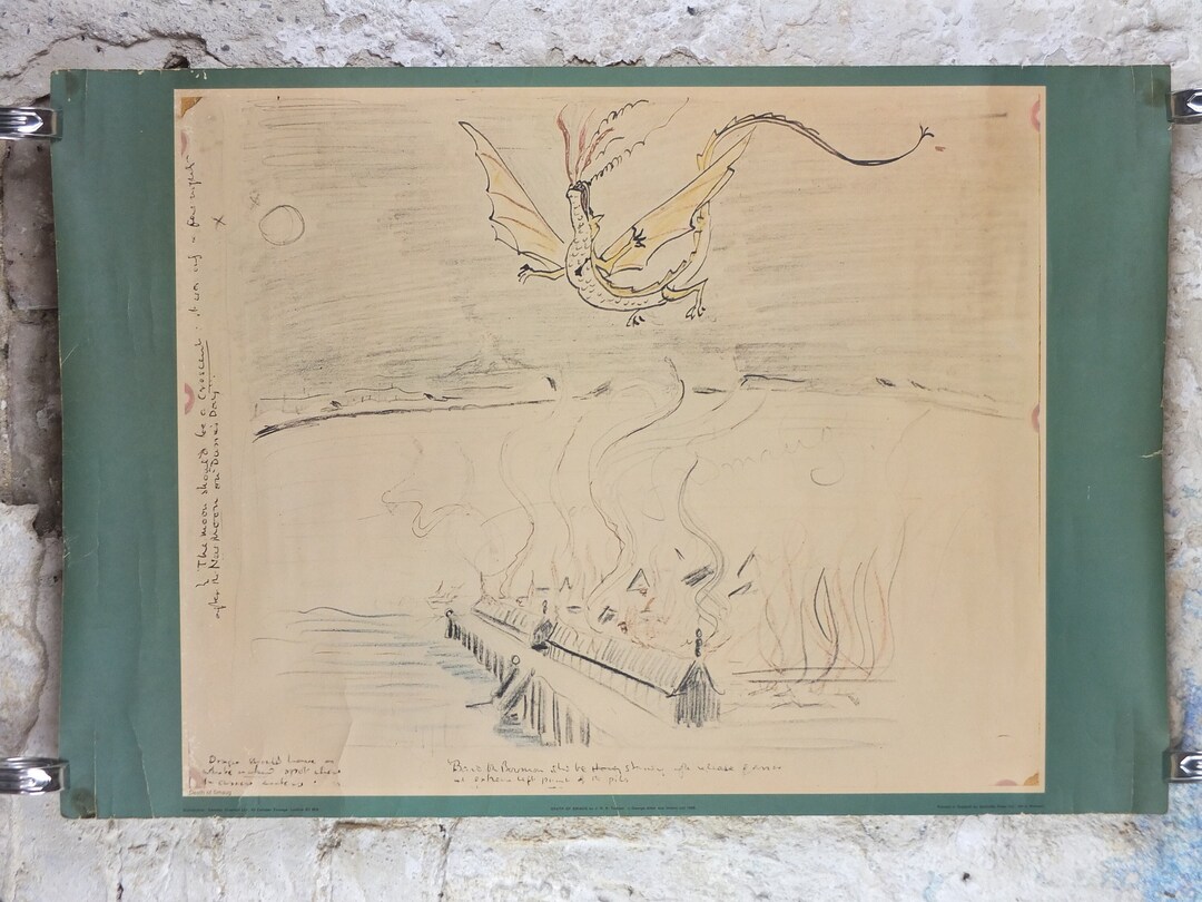 1966 the Death of Smaug Poster, by J.R.R. Tolkien, George Allen & Unwin ...