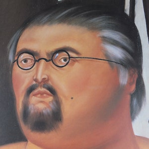 1991 Fernando Botero Poster, Self Portrait With Flag, Autoritratto Con ...