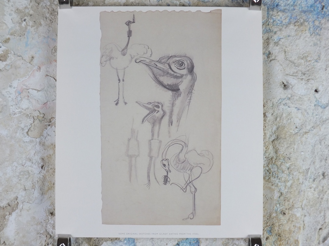 Guinness Ostrich Zoo Poster, by John Gilroy, Drafts in Pencil ...