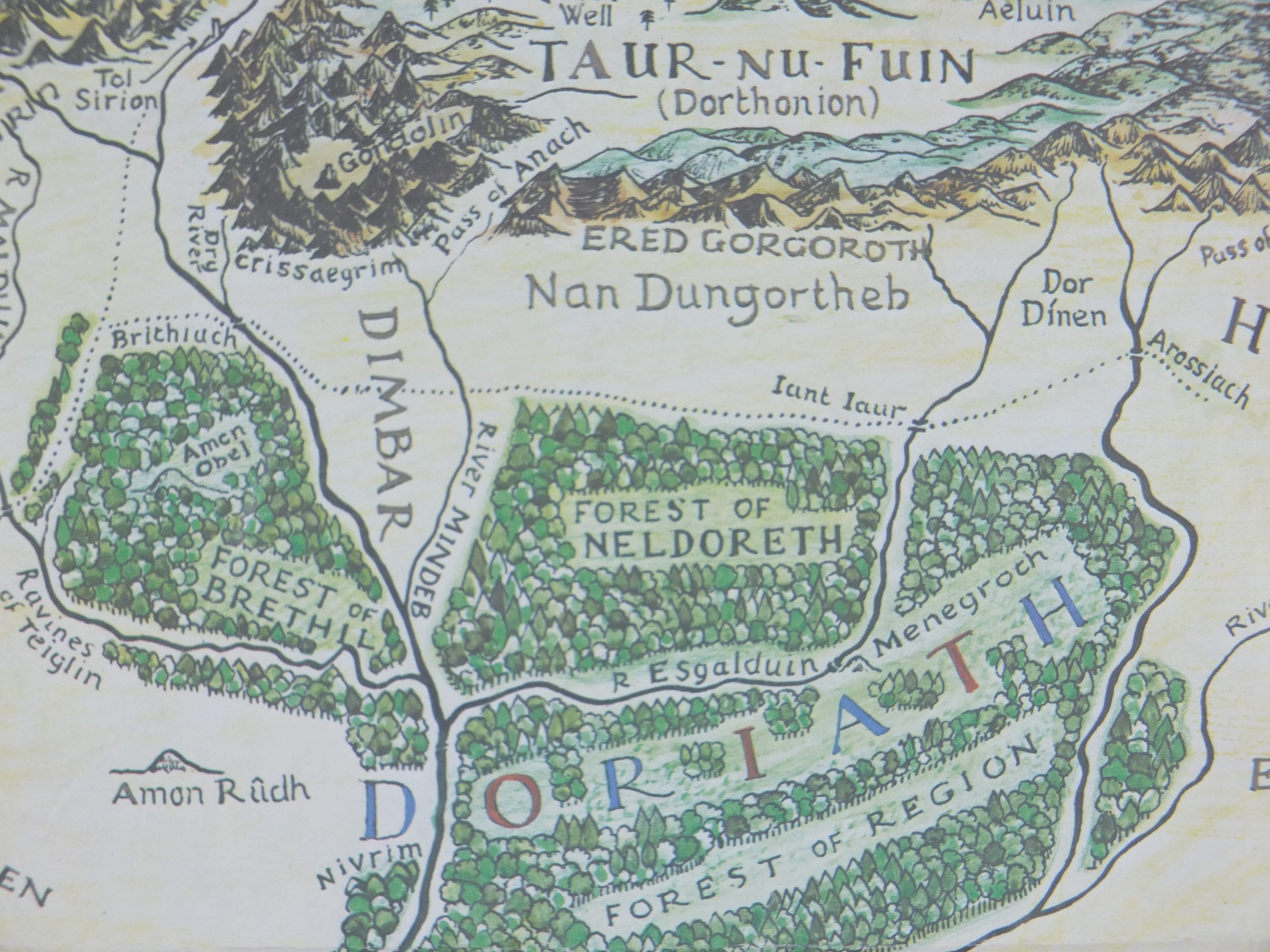 1979 Original Vintage J.R.R. Tolkien Map of Beleriand Middle | Etsy