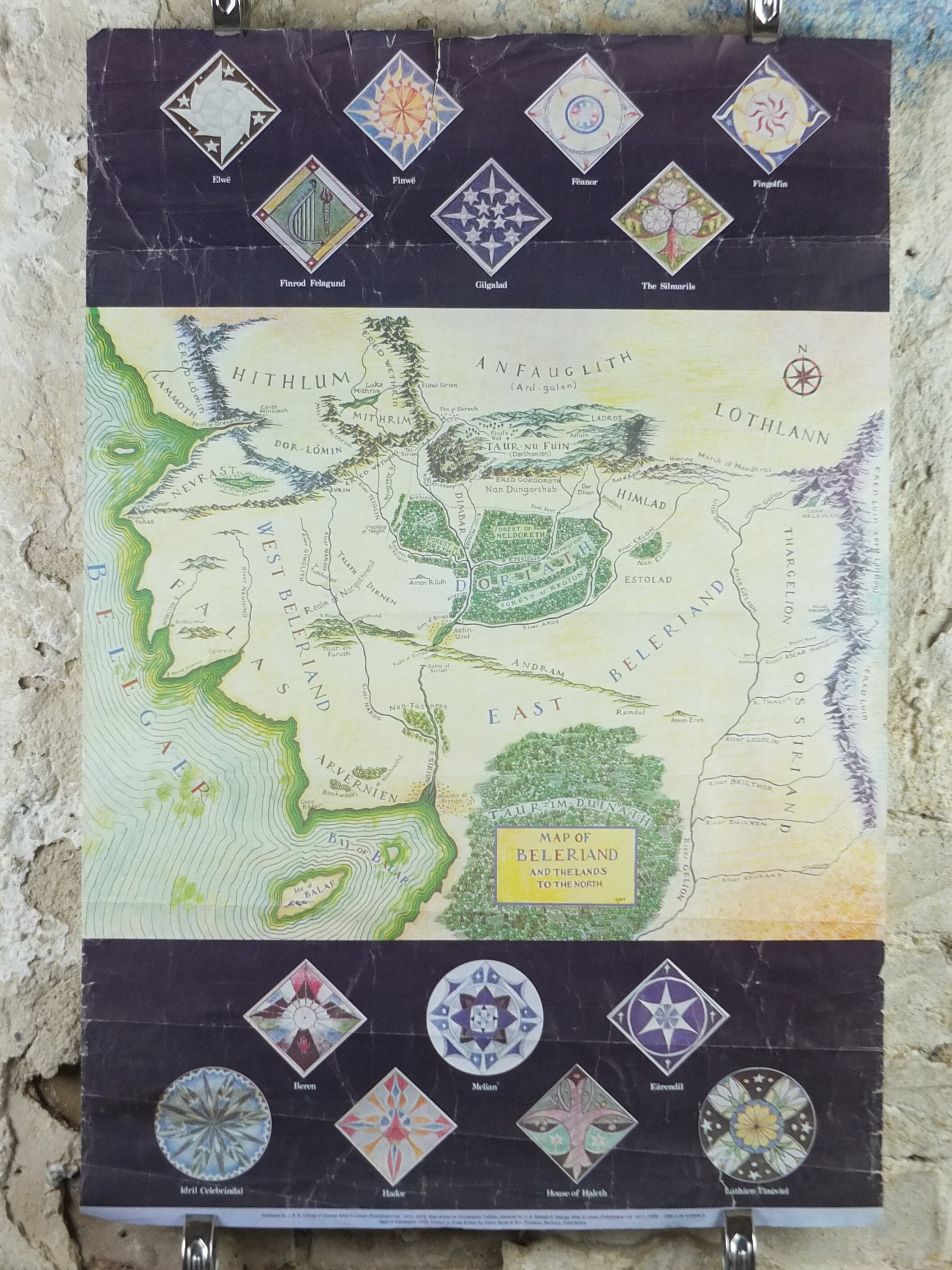 1979 Original Vintage J.R.R. Tolkien Map of Beleriand Middle | Etsy