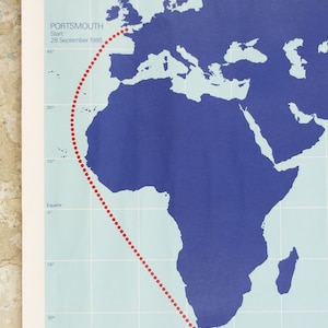 1986 Map of Whitbread Around the World Race Poster, the Ocean Race ...