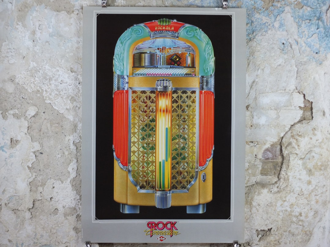 1980s Wurlizter Rocola 1428 Jukebox Poster, Colourful Retro Advertising ...