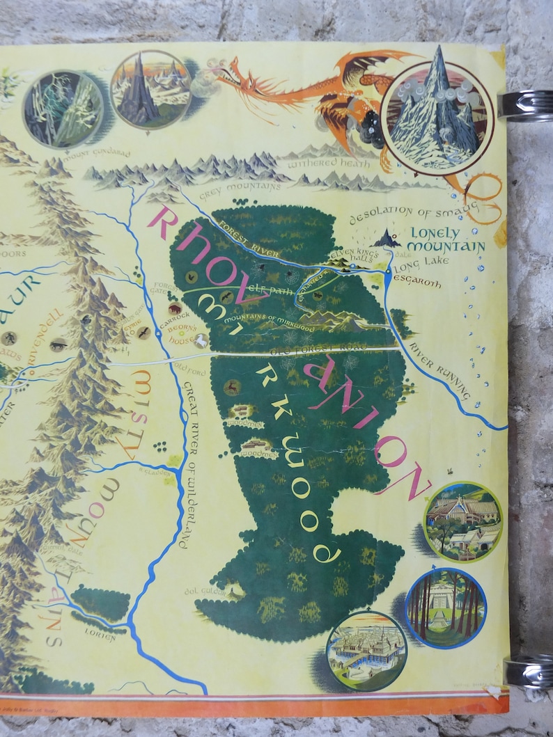 1977 Vintage Map of Middle Earth Poster J.R.R. Tolkien by - Etsy UK
