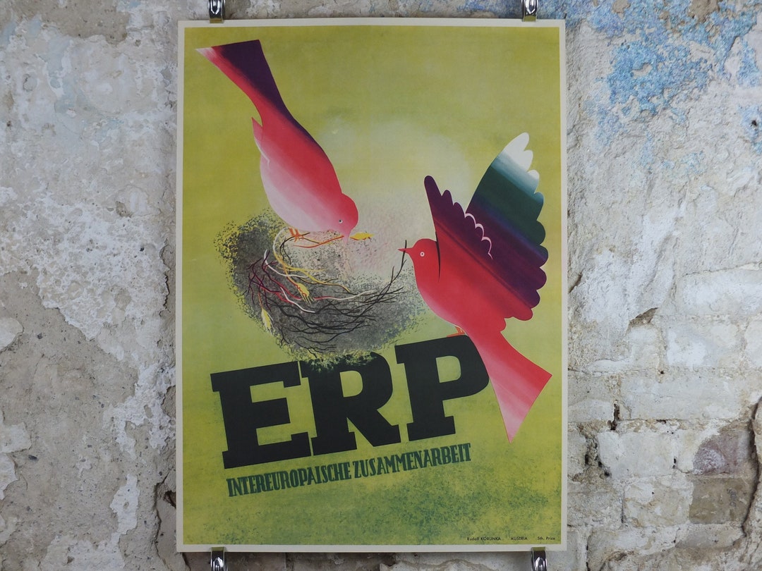 1950 ERP European Recovery Fund Poster, Inter-european Cooperation ...
