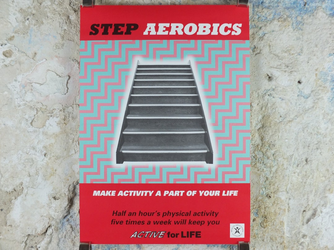 1990s Step Aerobics Poster, Active for Life, Health Education Authority ...