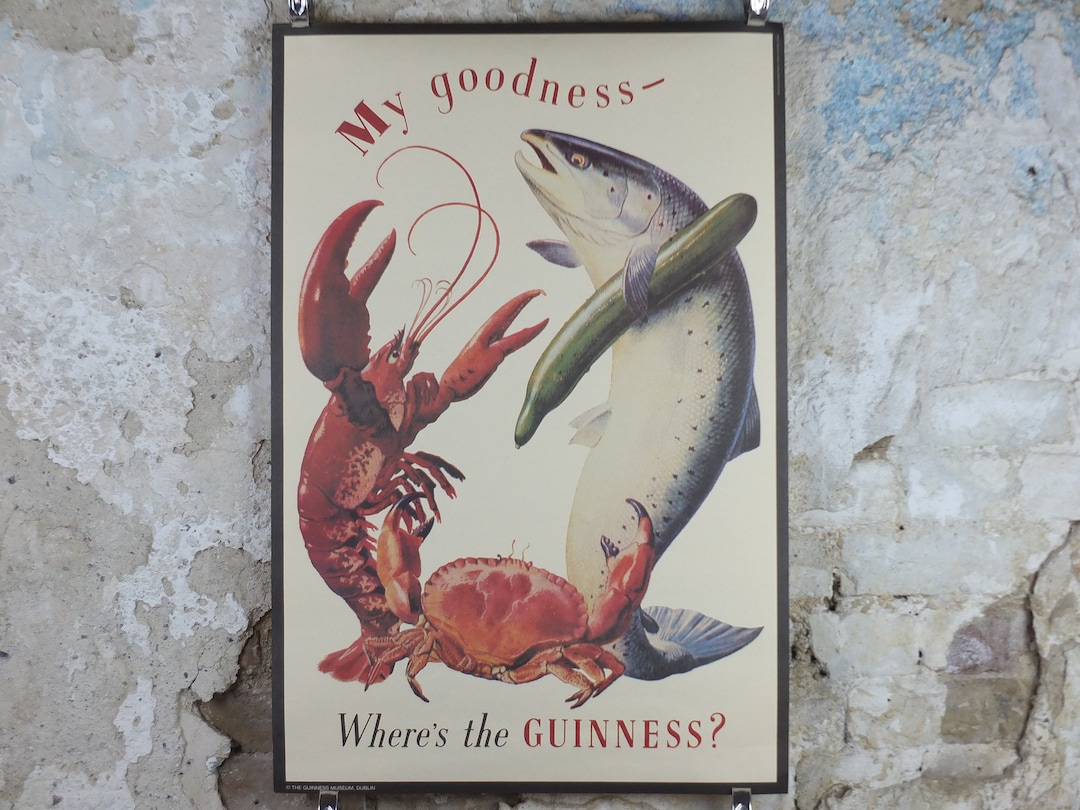 1990s Guinness Poster, Lobster Fish and Crab, My Goodness. Where's the ...