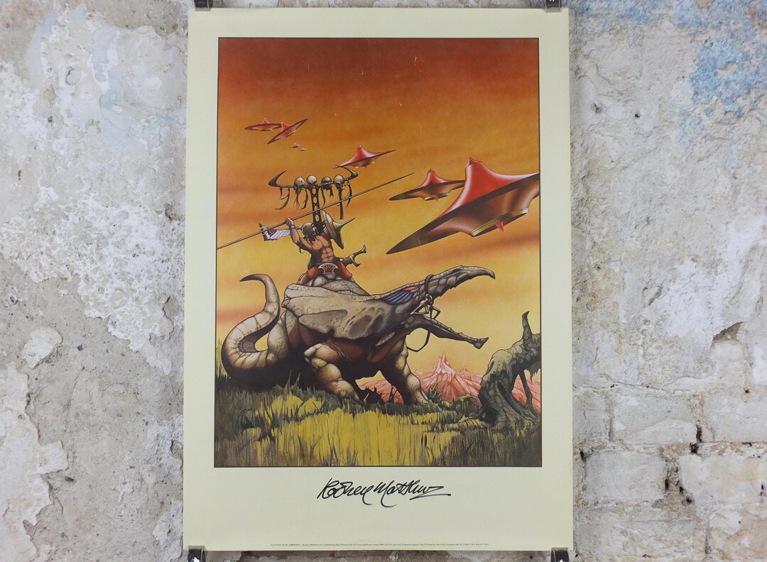 1977 Signed Rodney Matthews Poster, Out of an Amber Sky, GA70 Epic ...