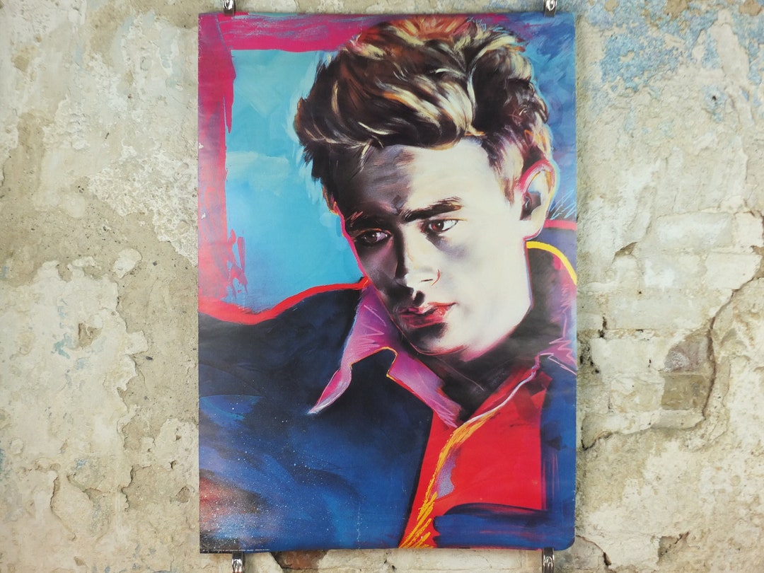 1980s James Dean Poster, Psychedelic Colours, Made in Milan, Italy ...