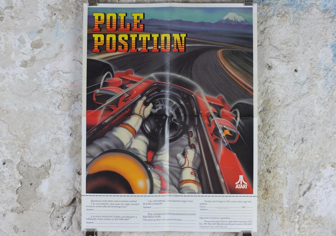 1982 Atari Pole Position Poster, Original Vintage Racing Poster From ...