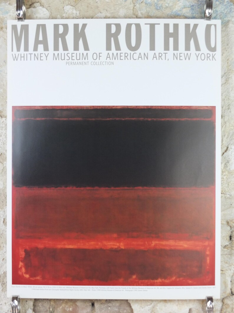 1998 Mark Rothko Poster, Four Darks in Red 1958, Whitney Museum of ...