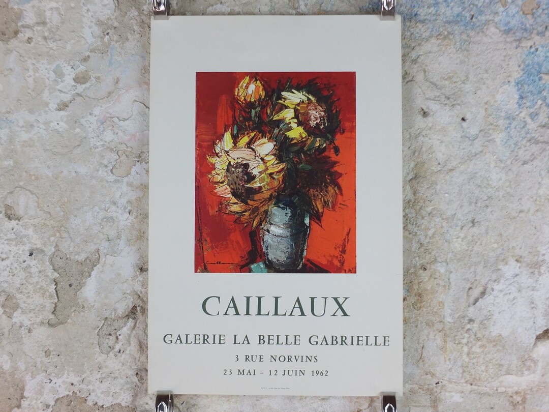 1962 Rodolphe Caillaux Poster, Still Life Vase With Sunflowers, French ...