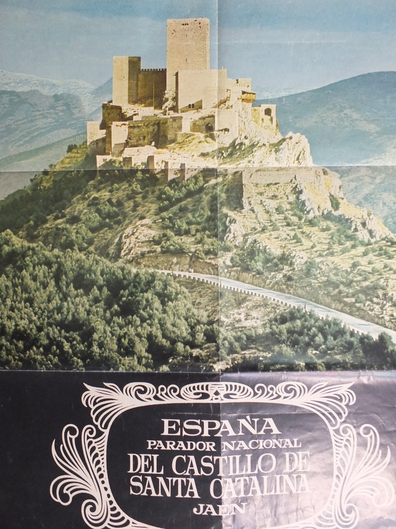 Original Vintage Spanish Travel Poster Santa Catalina Castle Jaen Spain ...