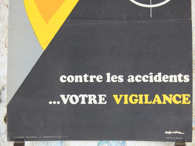 1950s Vintage SNCF French Safety Poster, Watching Eyes, Vigilance, by ...
