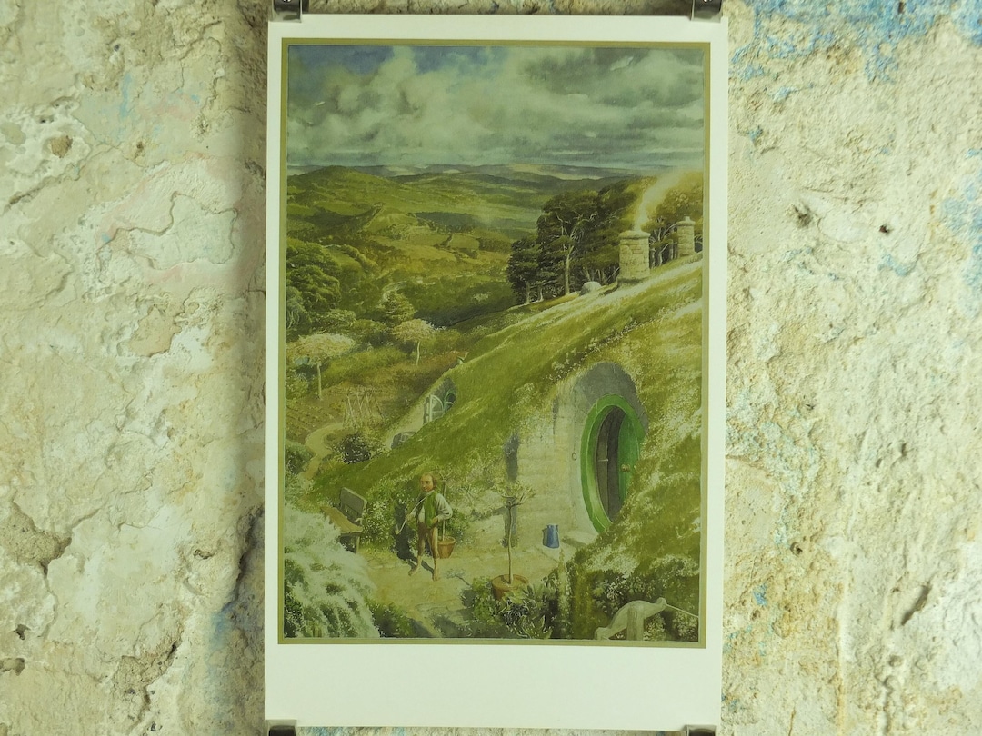 1997 Bilbo at Bag End Poster, by Alan Lee, the Shire From the Hobbit, J ...