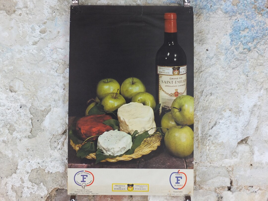 1960s Cheeses of France Poster, Soft Cheeses With Apples, "fromages De ...