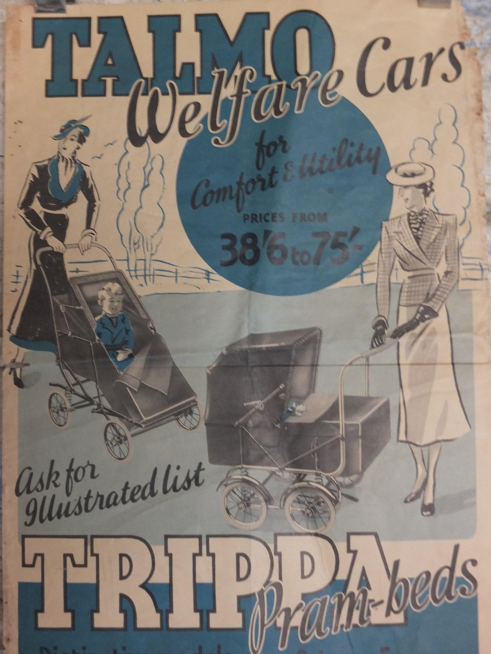 Original Vintage Talmo Baby Pram Poster Sunshine Walker - Etsy