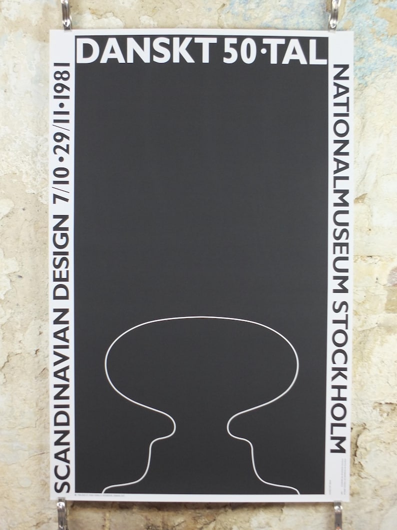 1981 Danish 1950s Design Poster, Arne Jacobsen, Scandanavian Modernist ...