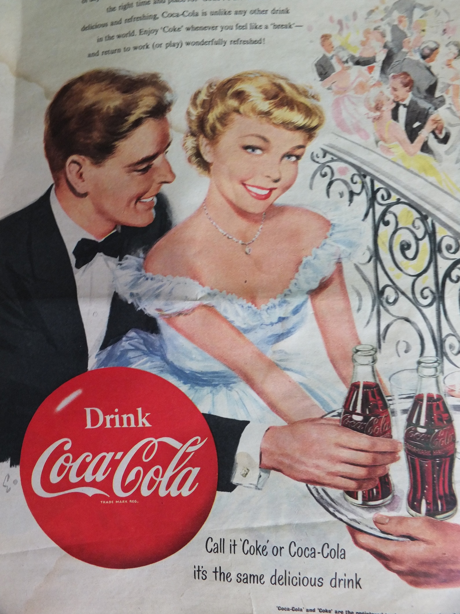 Original Vintage Cocacola Coke Poster Advertising Coca Cola Beverage ...