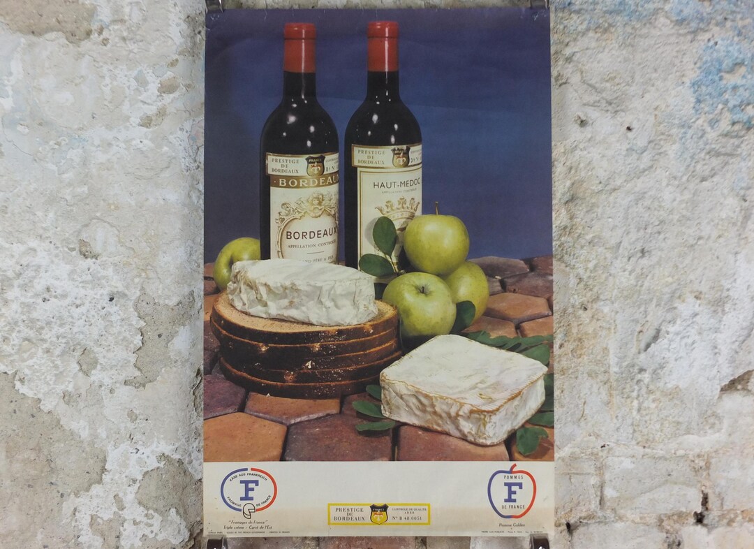 1960s Cheeses of France Poster, Soft Cheeses With Apples, Fromages De ...