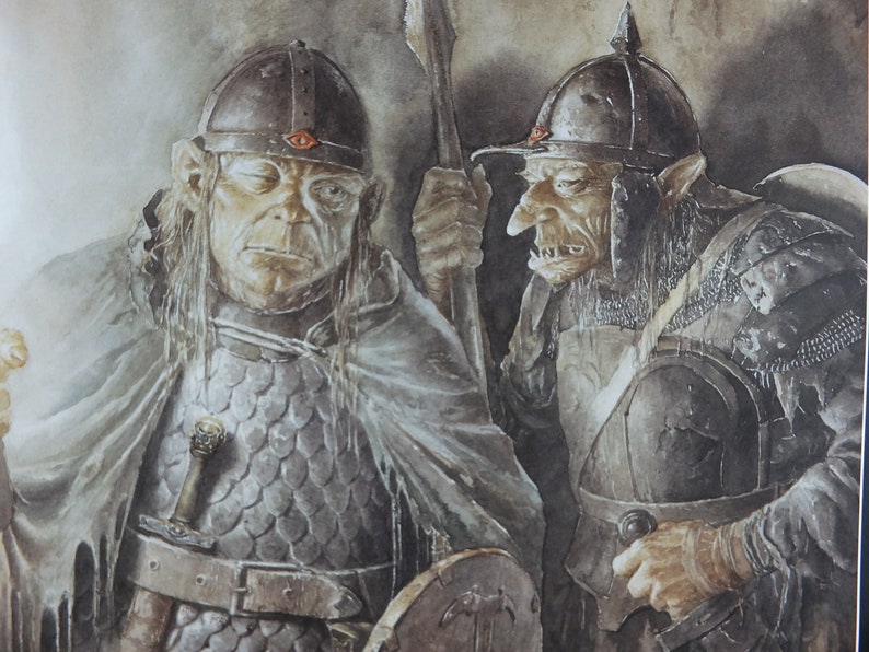 Signed Tolkien Goblins and Orcs Poster, Signed by Alan Lee, Lord of the ...