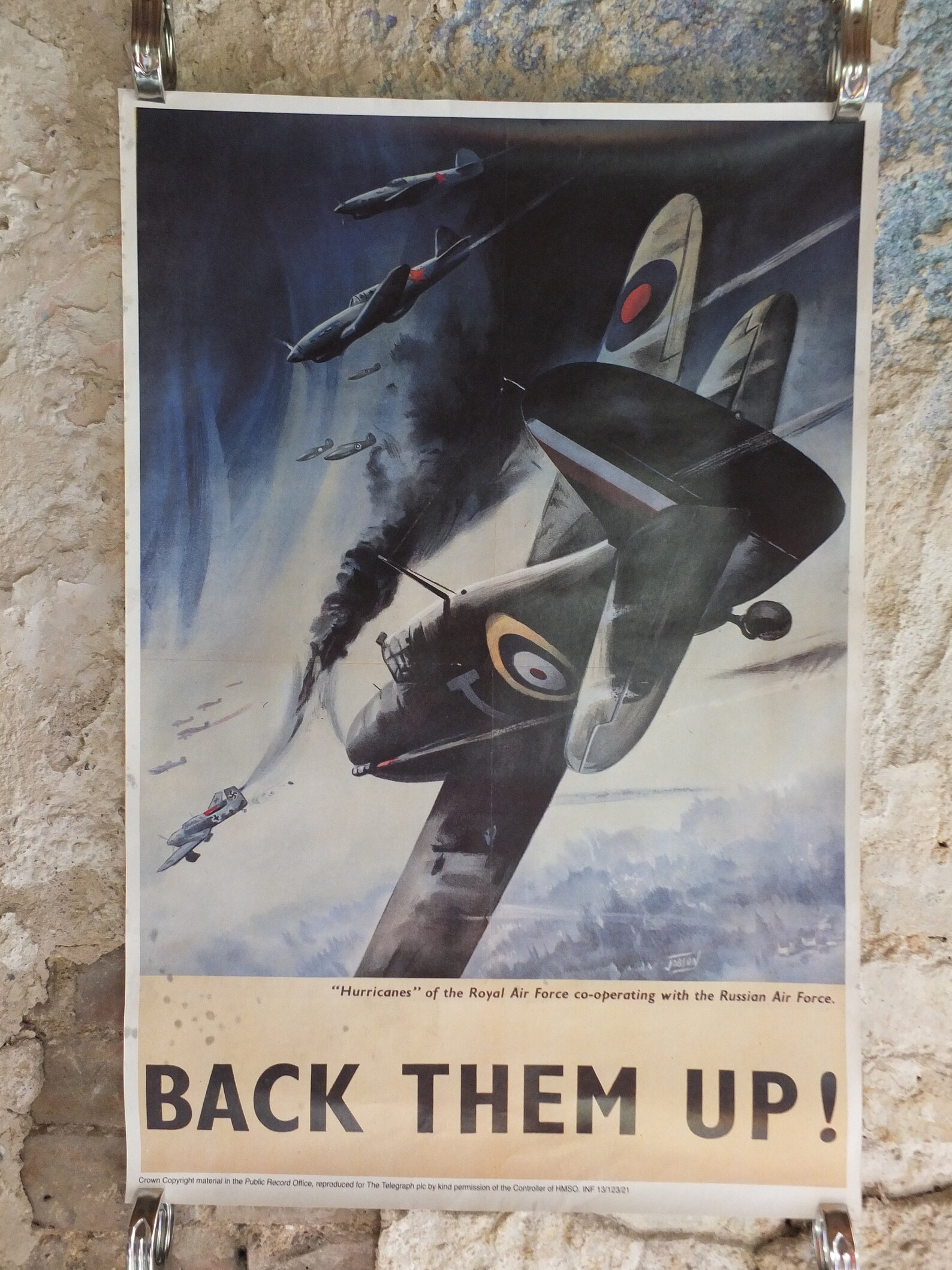 Vintage British WW2 Back Them up Spitfire Hurricane Propaganda Poster ...