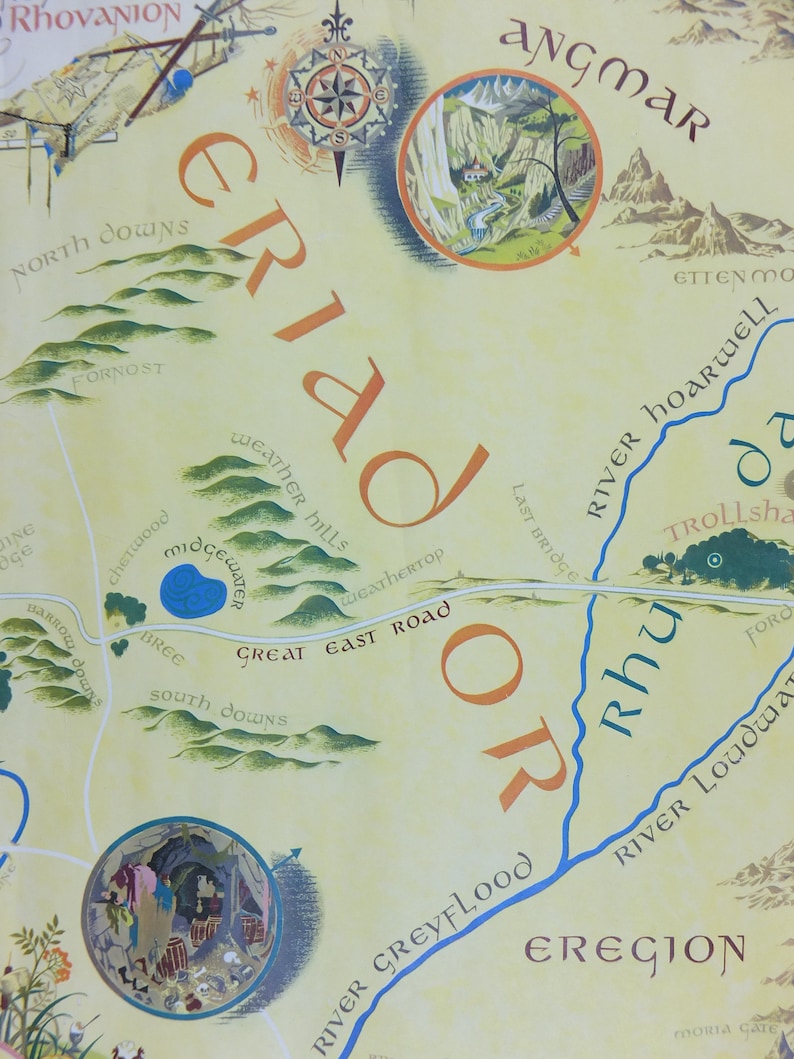 1977 Vintage Map of Middle Earth Poster J.R.R. Tolkien by - Etsy UK