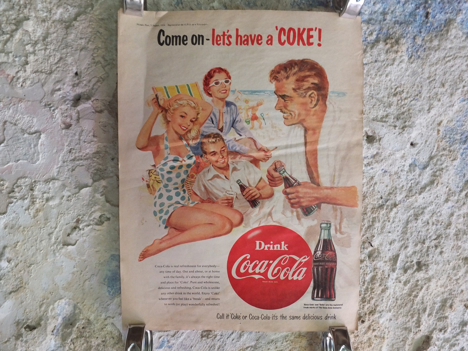 Original Vintage Cocacola Coke Poster Advertising Coca Cola Beverage ...